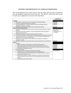 CRITERIA FOR PROMOTION TO PROFESSOR