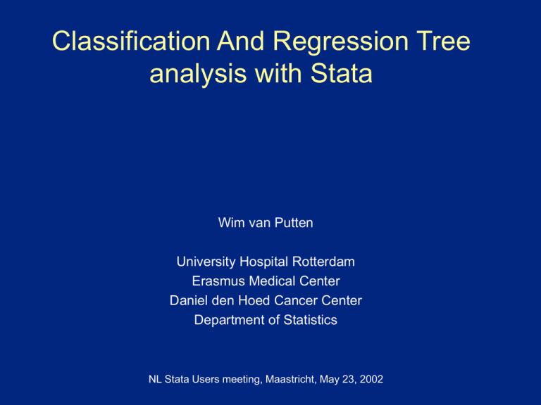 Classification And Regression Tree Analysis With Stata