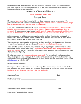 Sample Assent Form