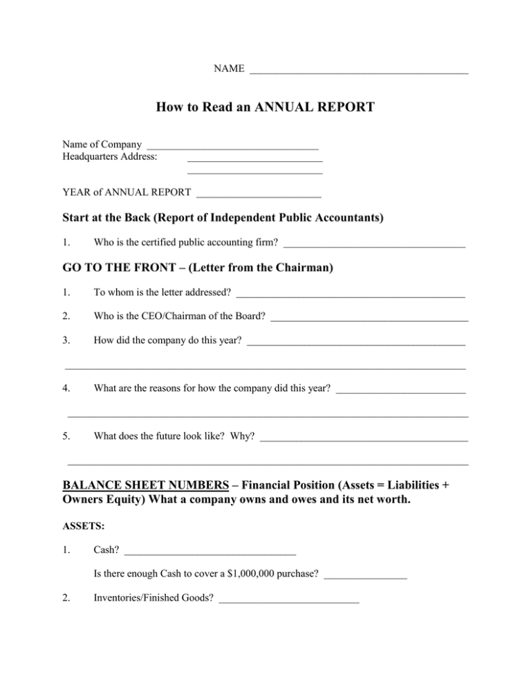 How To Read An ANNUAL REPORT