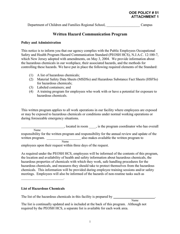 Written Hazard Communication Program