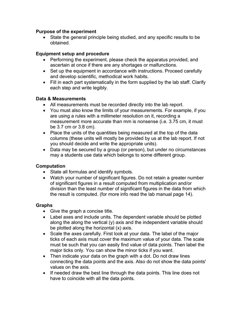 Purpose Of The Experiment
