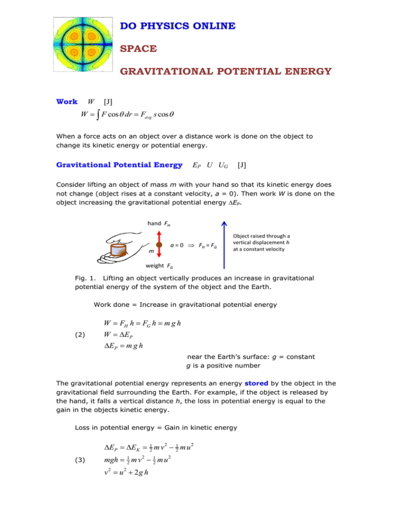 Do Physics Online Space Gravitational Potential Energy