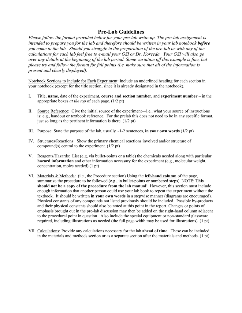 Pre lab Guidelines example V2