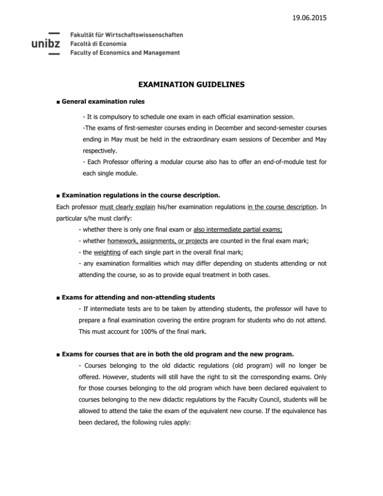Exam Guidelines