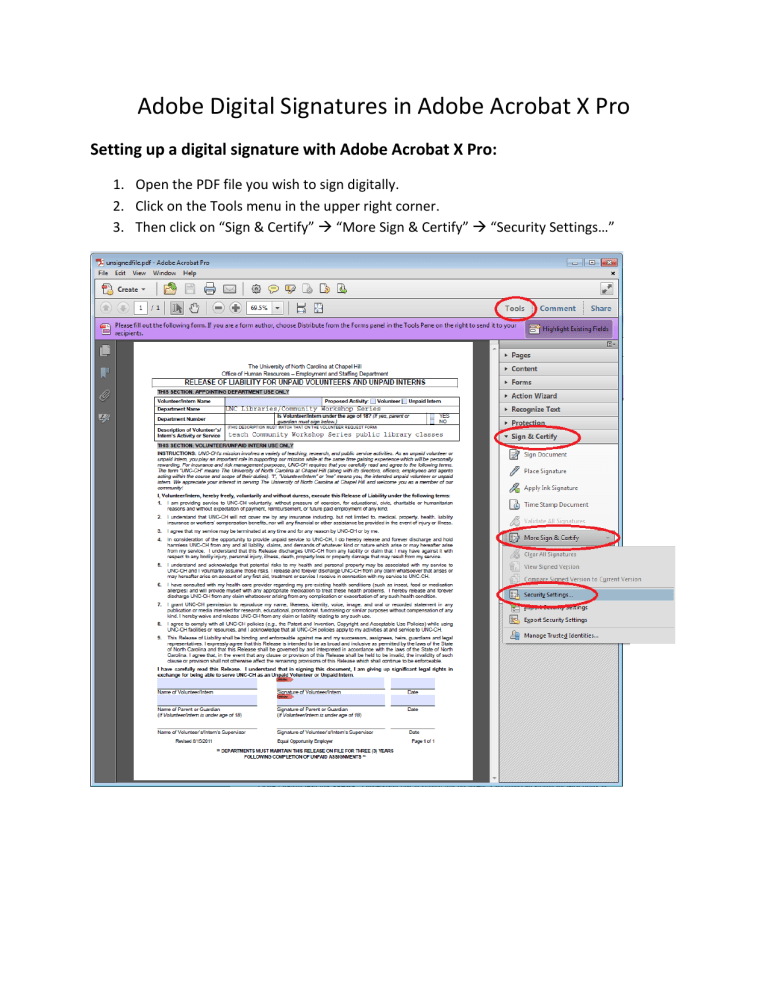 Adobe Digital Signatures In Adobe Acrobat X Pro