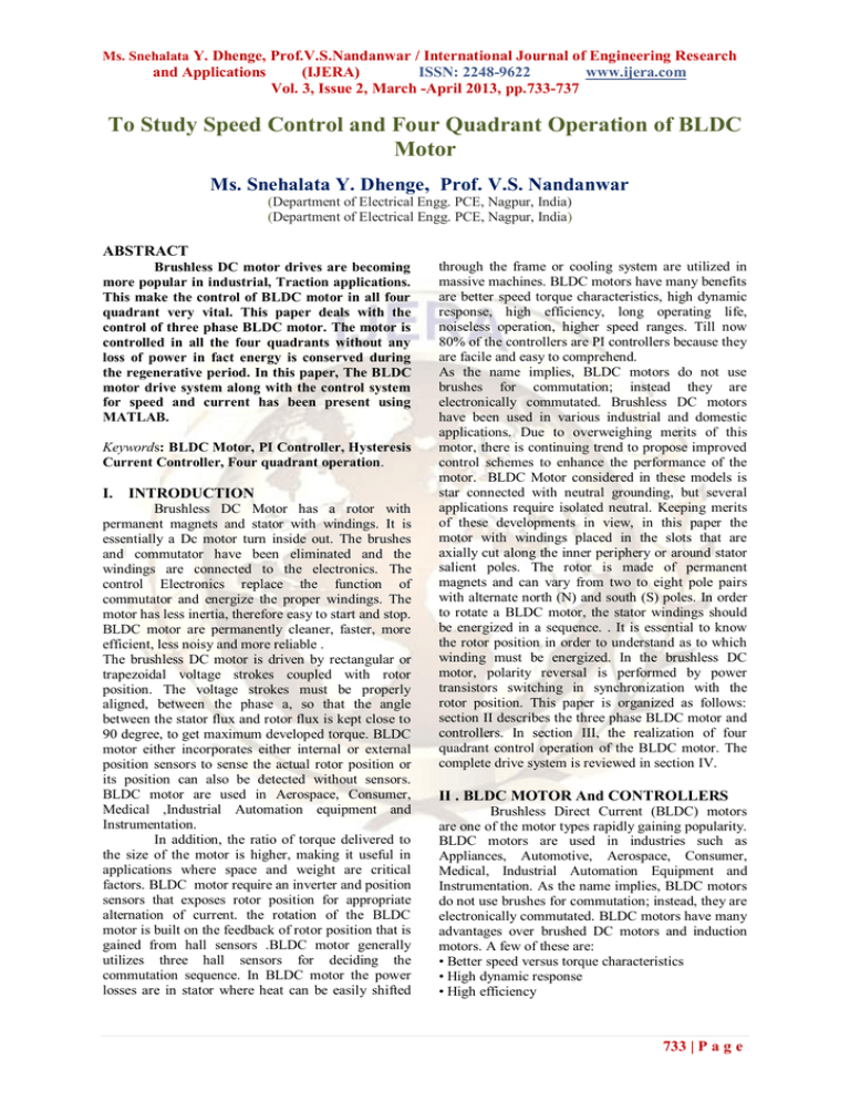 To Study Speed Control And Four Quadrant Operation Of