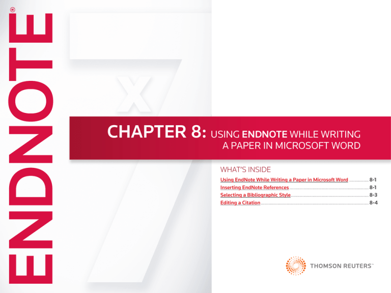 Using Endnote While Writing A PaPer In