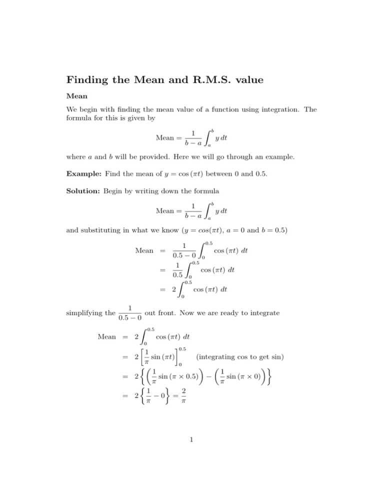 Finding The Mean And R M S Value Finding The Mean And R M S Value