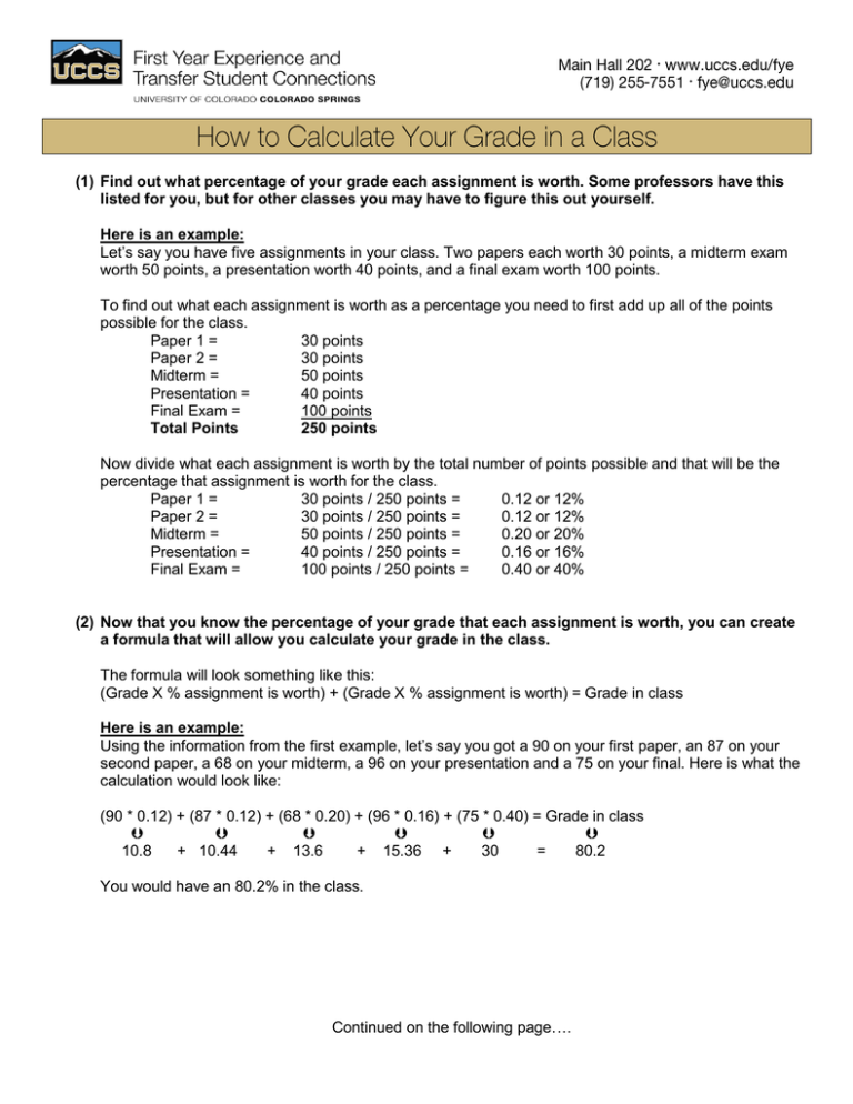 Find Out What Percentage Of Your Grade Each Assignment Is Worth 
