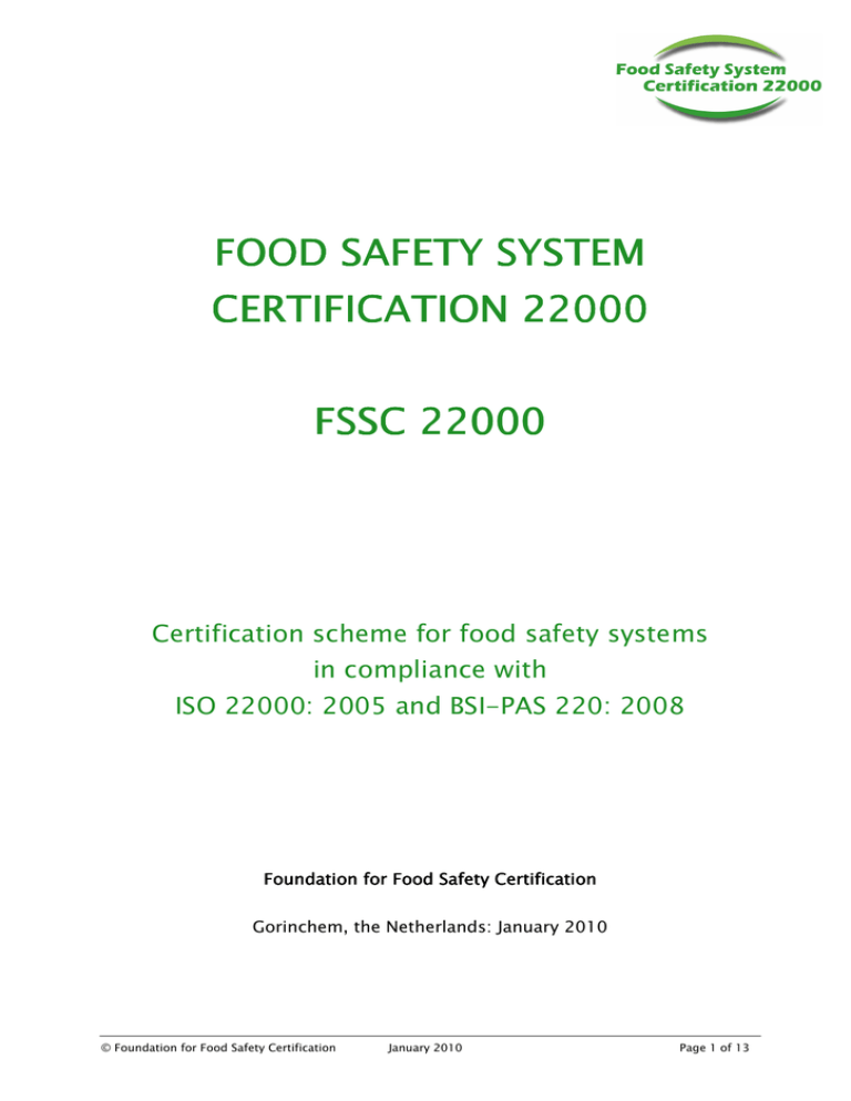 food safety system food safety system certification