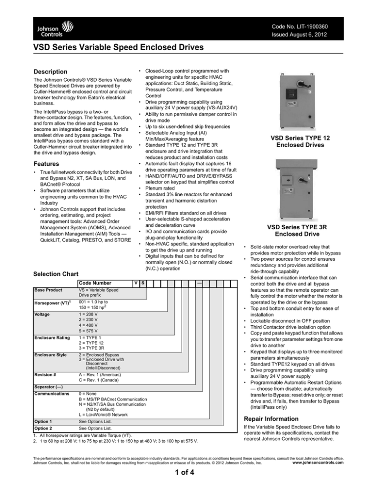 VSD Series Variable Speed Enclosed Drives