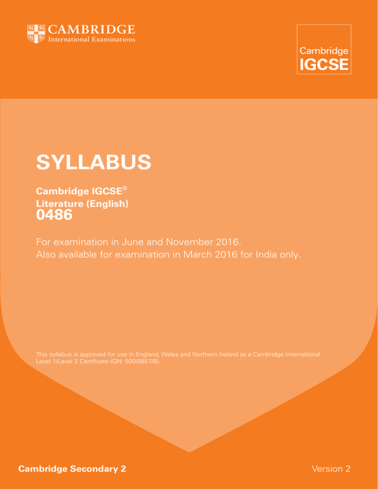 SyllabuS Cambridge International Examinations