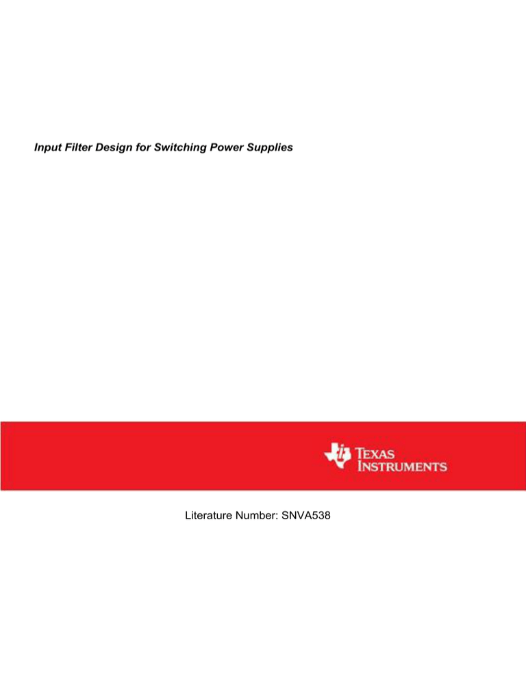 Input Filter Design for Switching Power Supplies