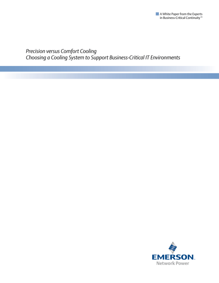 Precision versus Comfort Cooling Choosing a Cooling System to