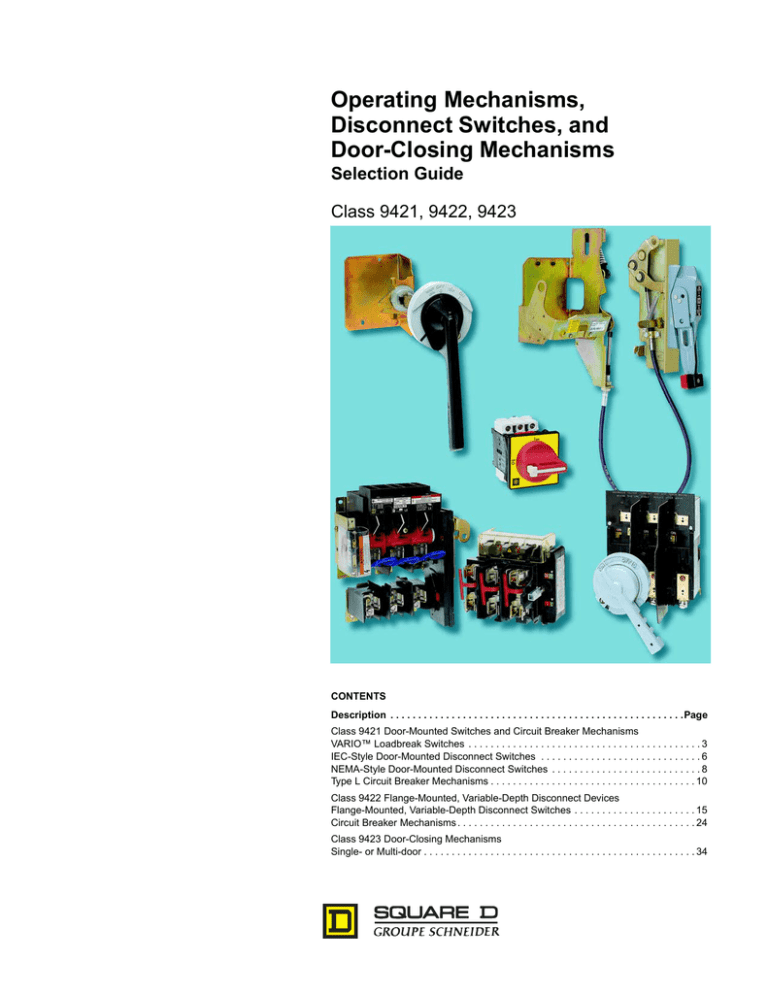Operating Mechanisms, Disconnect Switches