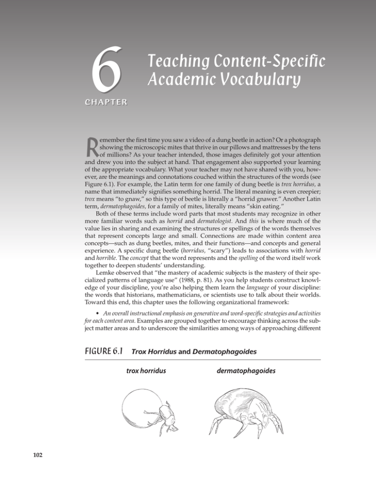 Teaching Content Specific Academic Vocabulary