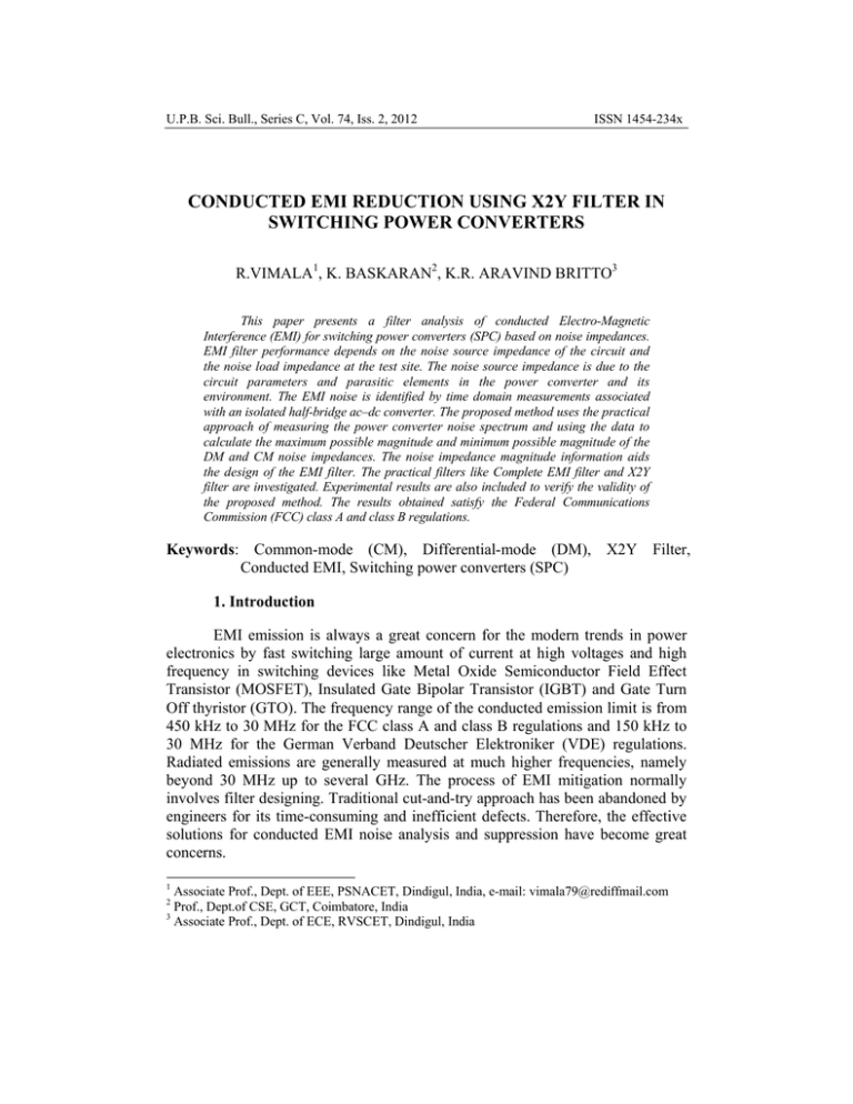 conducted emi reduction using x2y filter in