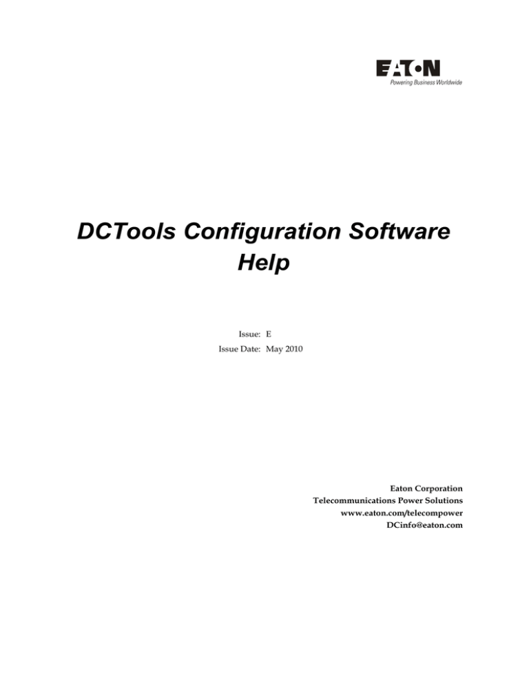DCTools Configuration Software Help Guide