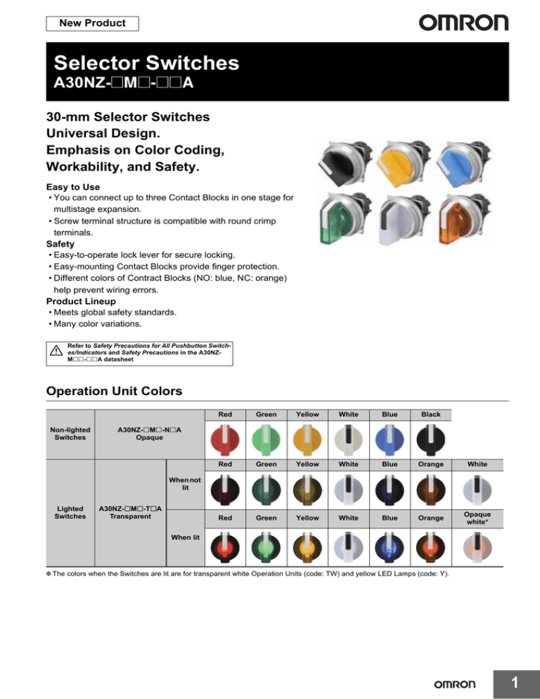 Selector Switches - OMRON Industrial Automation