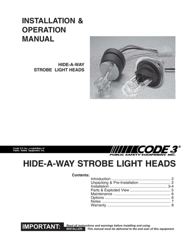HIDE-A-WAY STROBE LIGHT HEADS