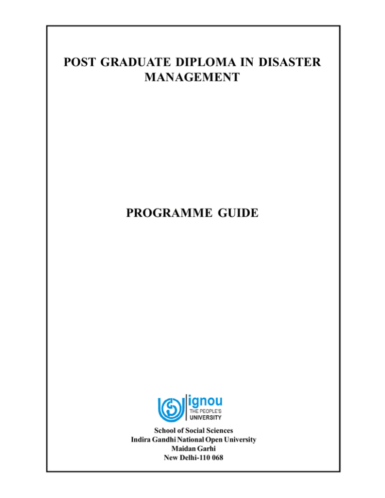 post graduate diploma in disaster management programme