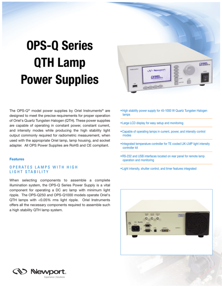 OPS-Q Series QTH Lamp Power Supplies