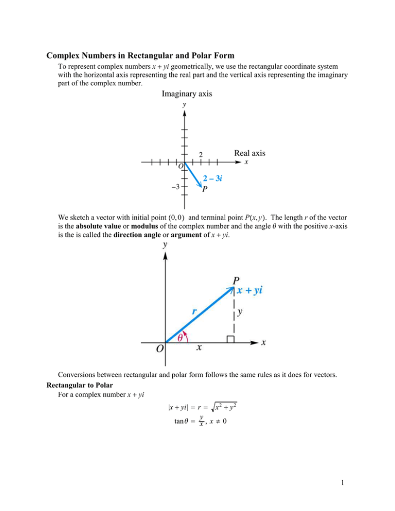 Complex Numbers In Rectangular And Polar Form