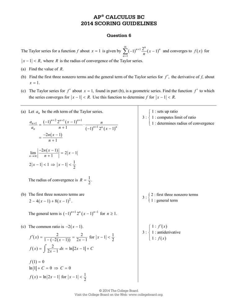 Ap Calculus Bc 2014 Scoring Guidelines Ap Calculus Bc 2014 Scoring Guidelines