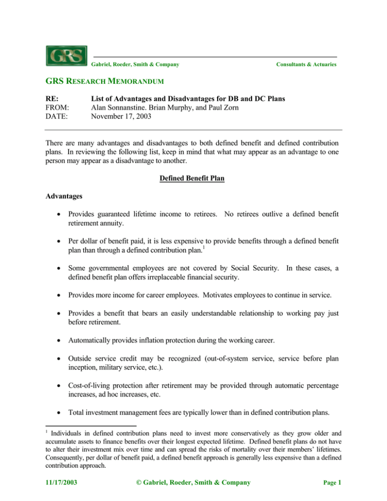 Defined Benefit Plan