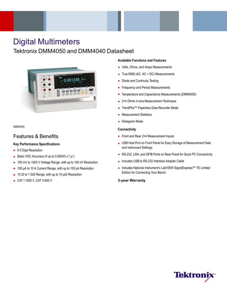 Digital Multimeters - DMM4050 and DMM4040