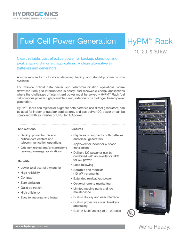 Fuel Cell Power Generation HyPM™ Rack