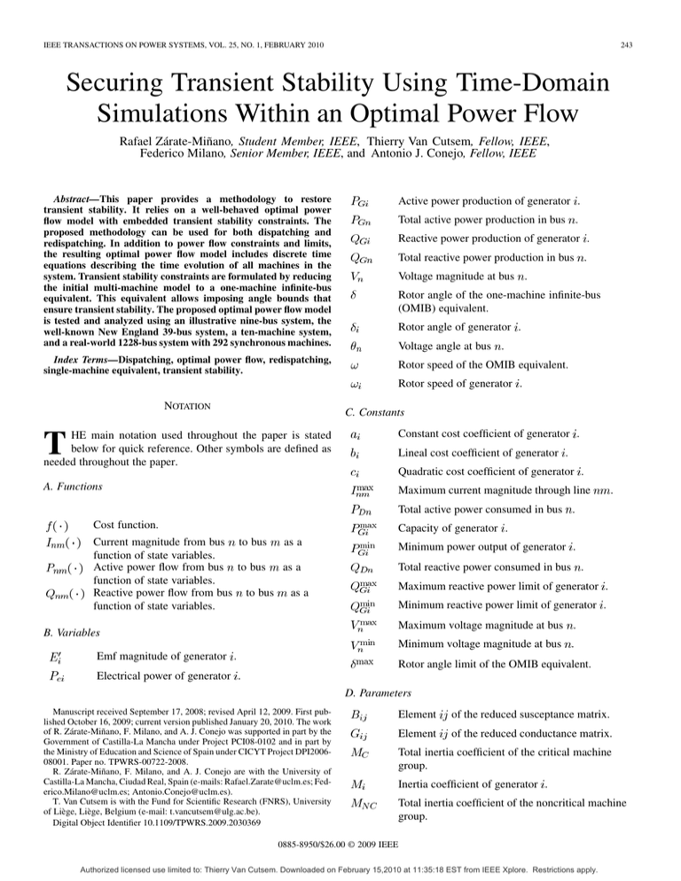 Securing Transient Stability Using Time