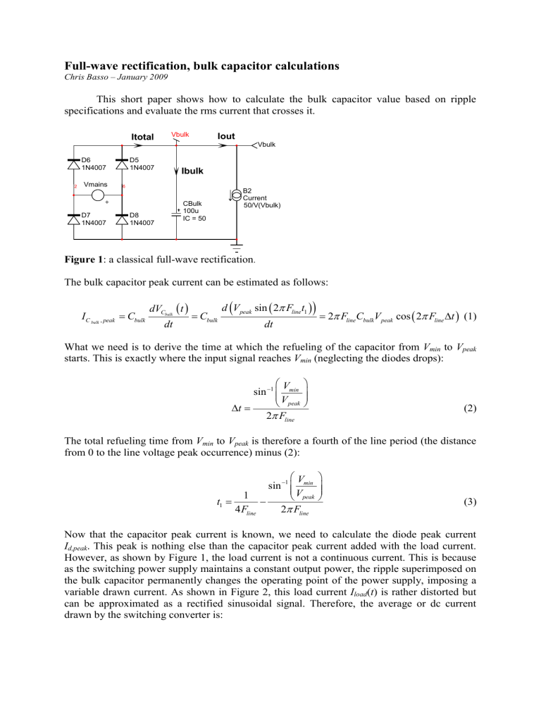 Full-Wave Rectification & Bulk Capacitor Calculations