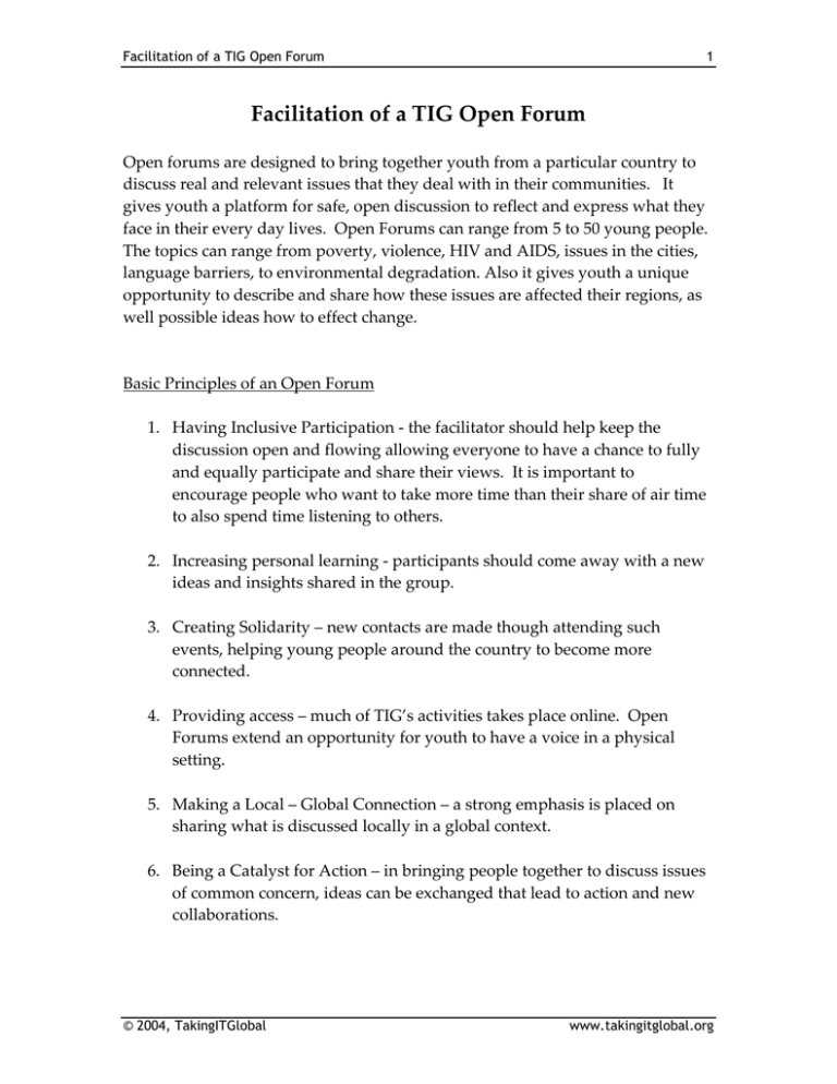 Facilitation Of An Open Forum