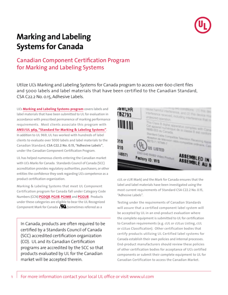 Marking and Labeling Systems for Canada - Industries