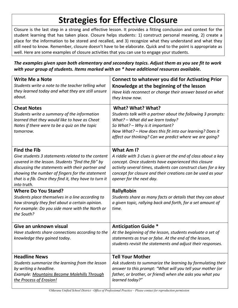 Strategies For Effective Closure