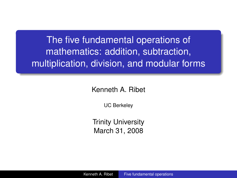 The Five Fundamental Operations Of Mathematics Addition