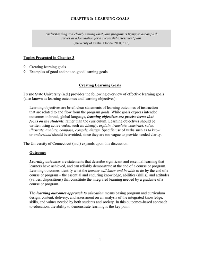 Learning Goals Ball State University