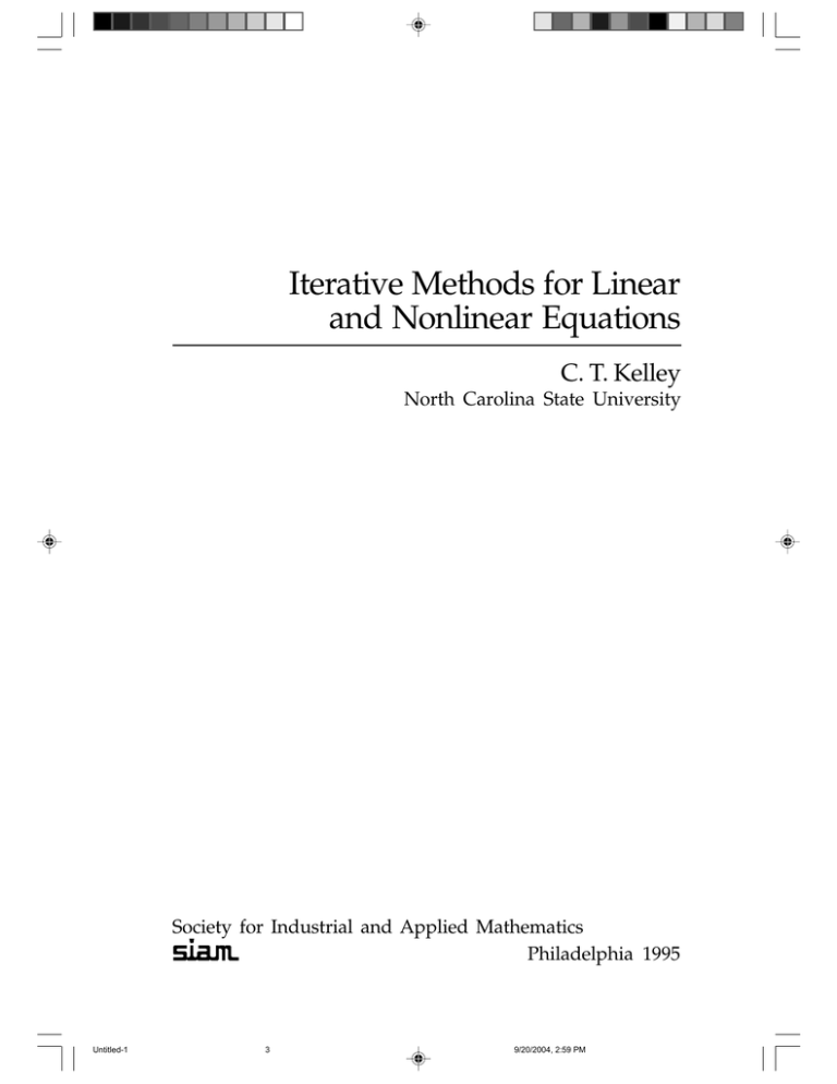 Iterative Methods For Linear And Nonlinear Equations
