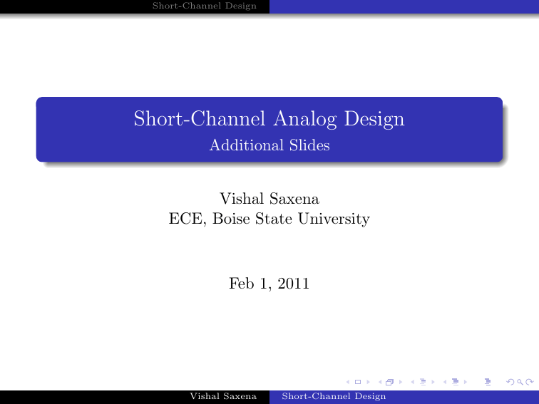 Short-Channel Analog Design