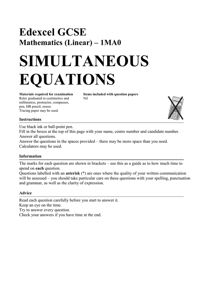 Simultaneous Equation Questions And Answers Tessshebaylo