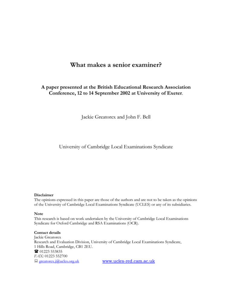 What Makes A Senior Examiner 