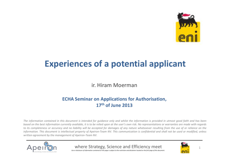 Experiences of a potential applicant