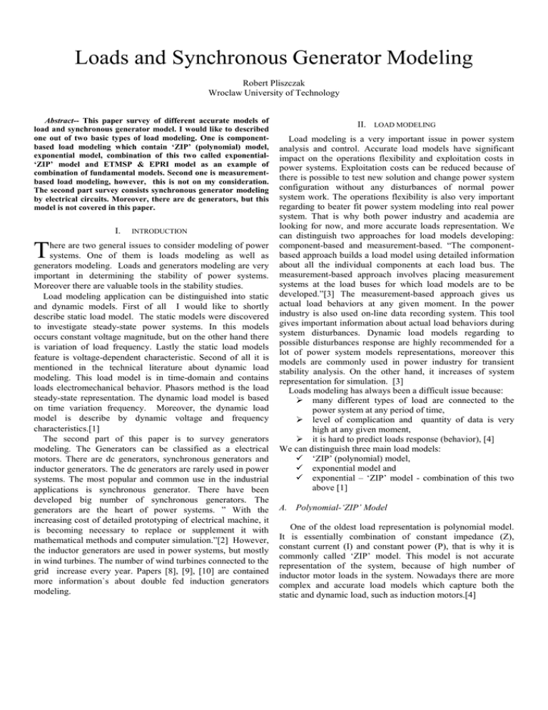 Loads And Synchronous Generator Modeling 8780