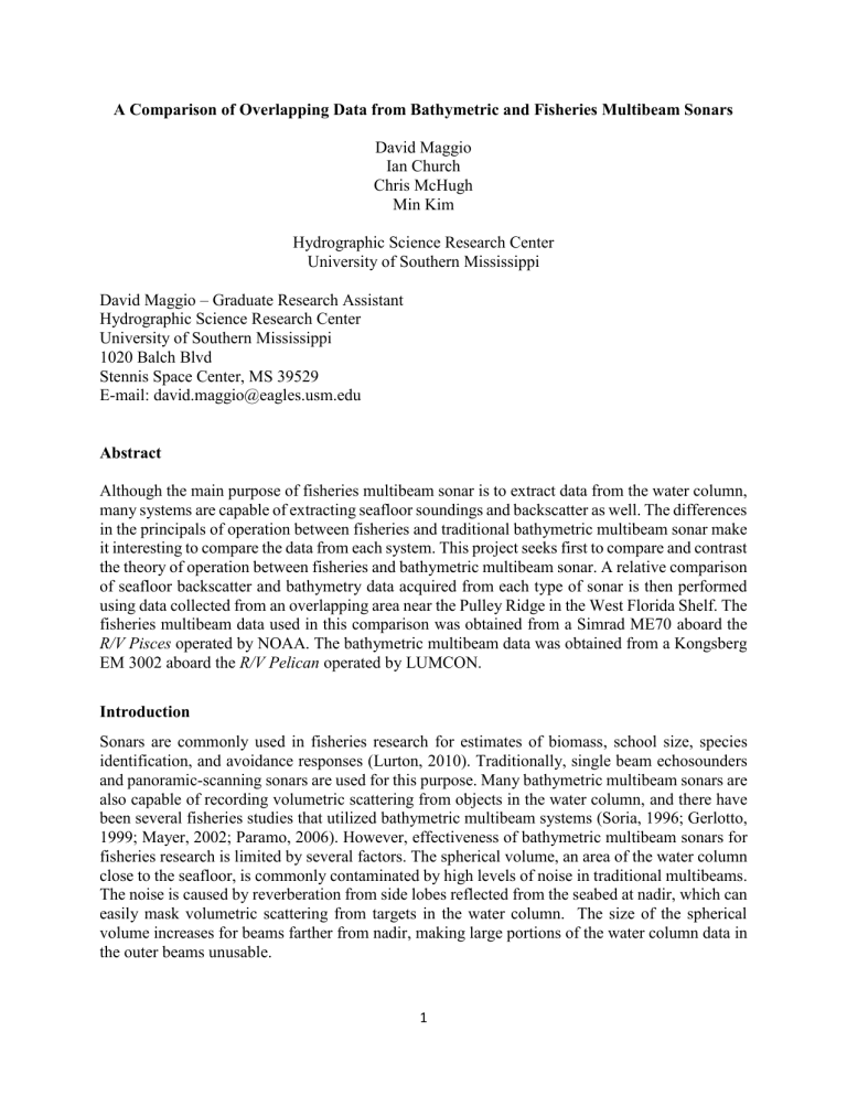 A Comparison of Overlapping Data from Bathymetric and Fisheries