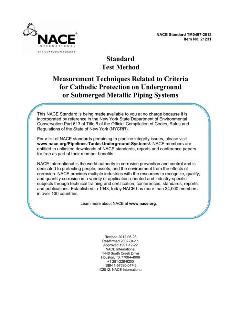 Standard Test Method Measurement Techniques Related to Criteria