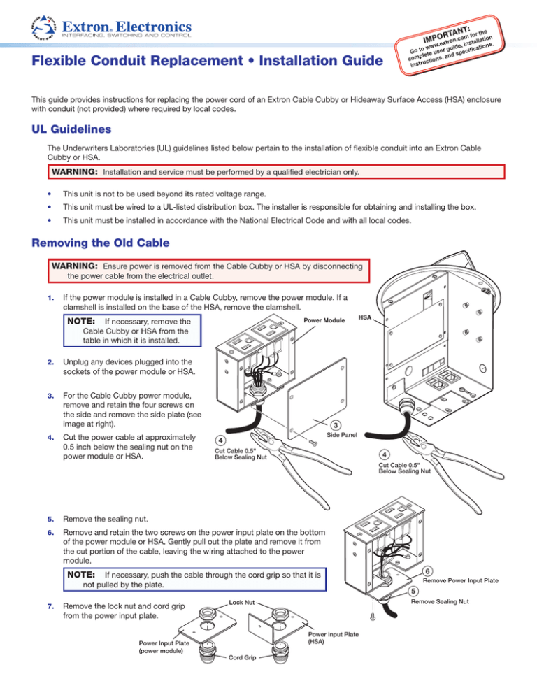 Flexible Conduit Replacement Installation Guide