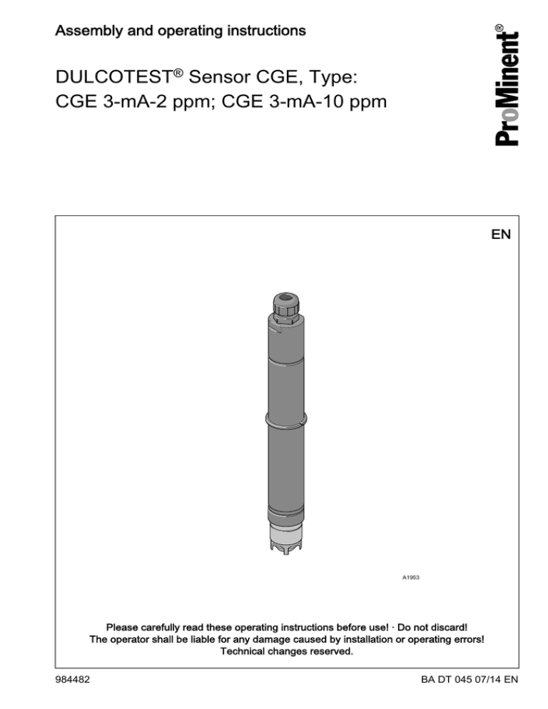 DULCOTEST® Sensor CGE, Type