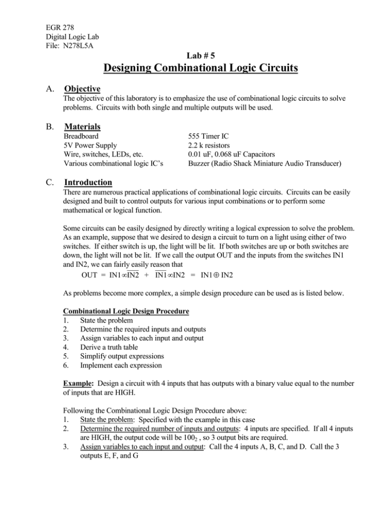 Combinational Logic Circuits Examples In Real Life